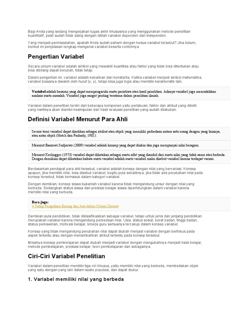 Pengertian Variabel | PDF