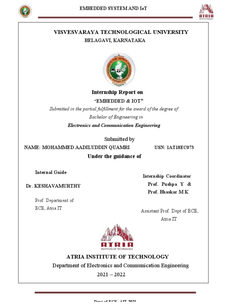 Aadil Final Front | PDF | Embedded System | Internet Of Things