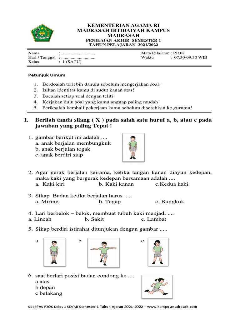 Soal Pas Pjok Kelas 1 | PDF