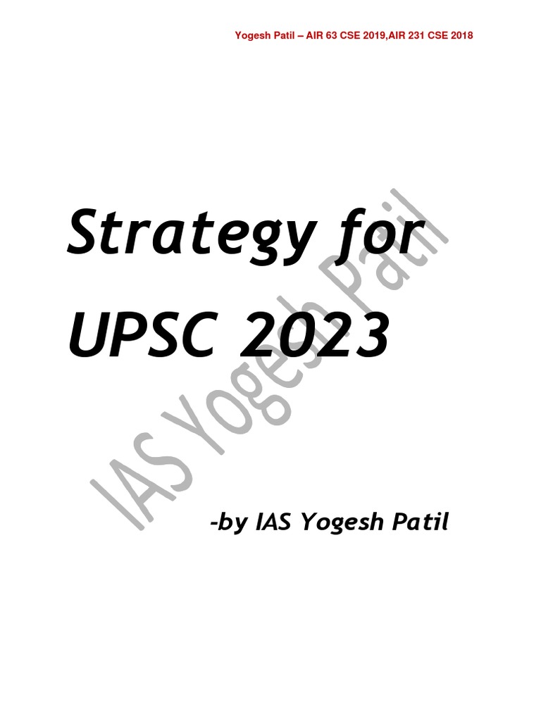 IAS Yogesh Patil Plan For CSE 2023 | PDF