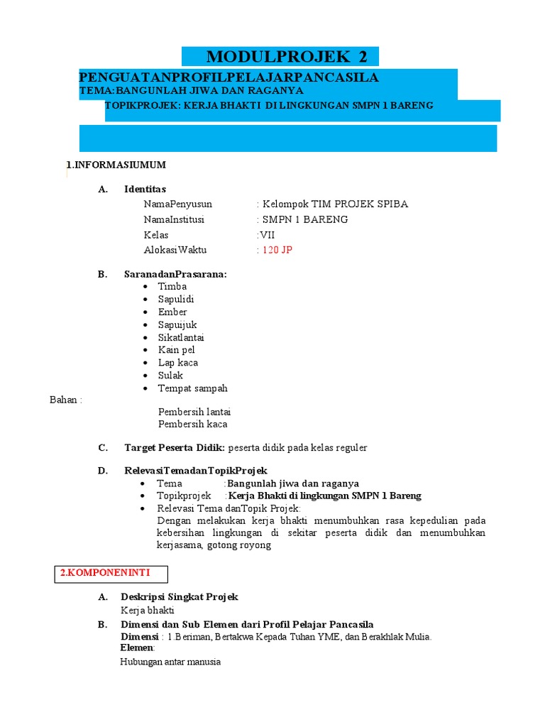 Modul Projek (Bangunlah Jiwa Dan Raganya) | PDF Modul Projek (Bangunlah Jiwa Dan Raganya) | PDF