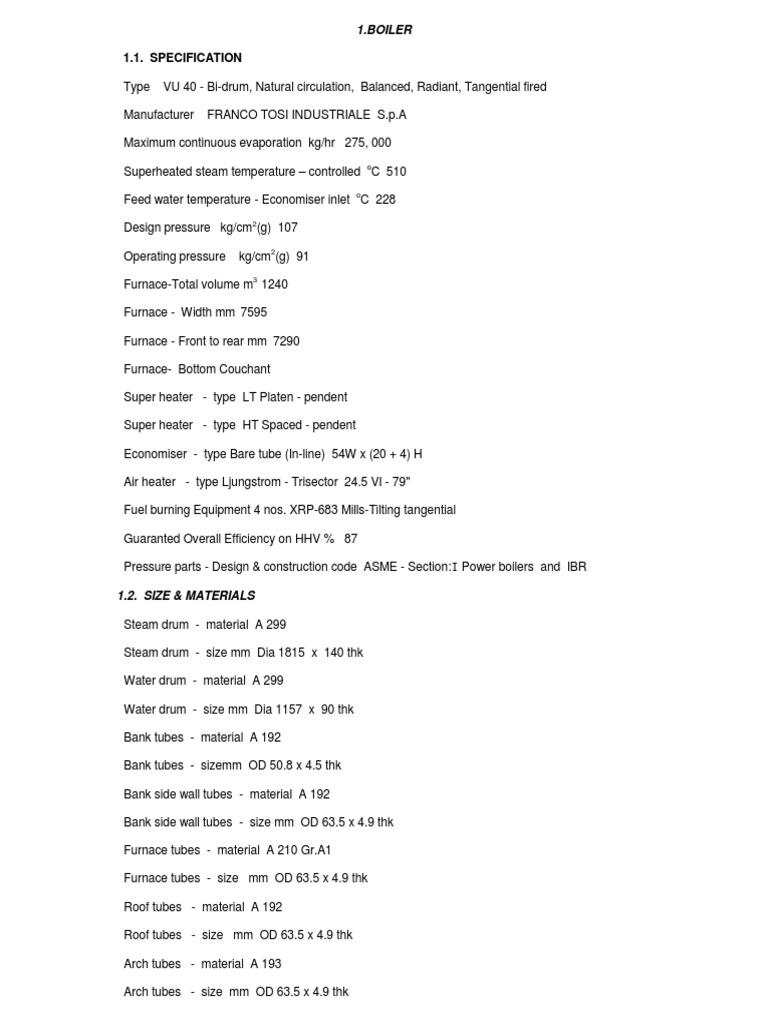 Specification de Boiler | PDF | Boiler | Gear