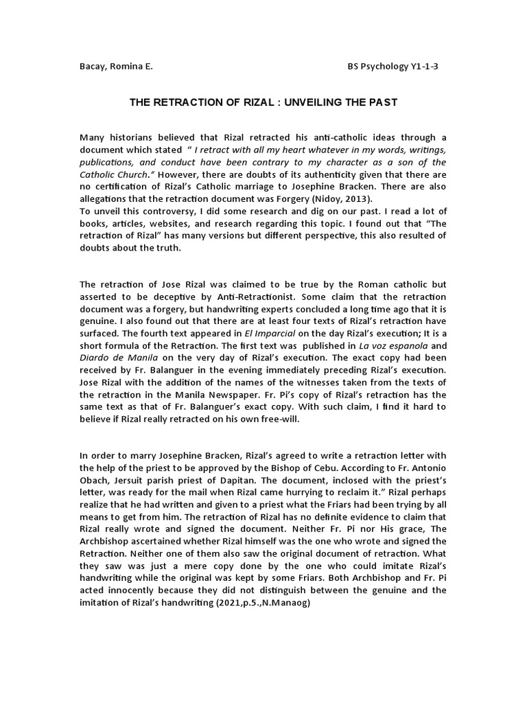 The Retraction of Rizal | PDF