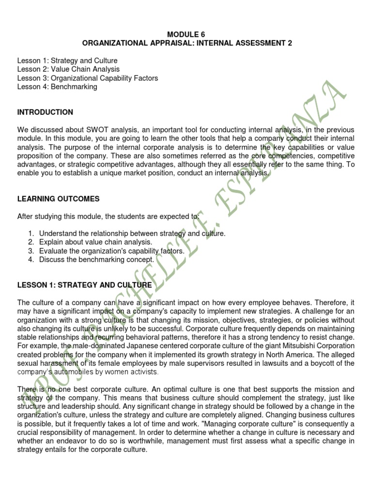 Module 6 Strat MGT | PDF | Benchmarking | Strategic Management