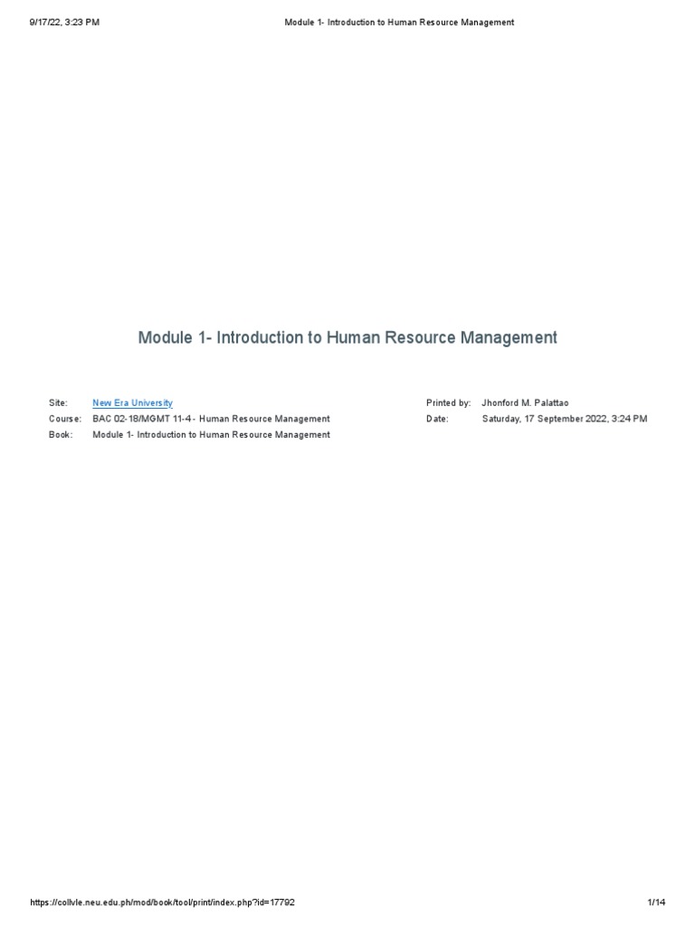 Module 1 Introduction To Human Resource Management | PDF | Human ...