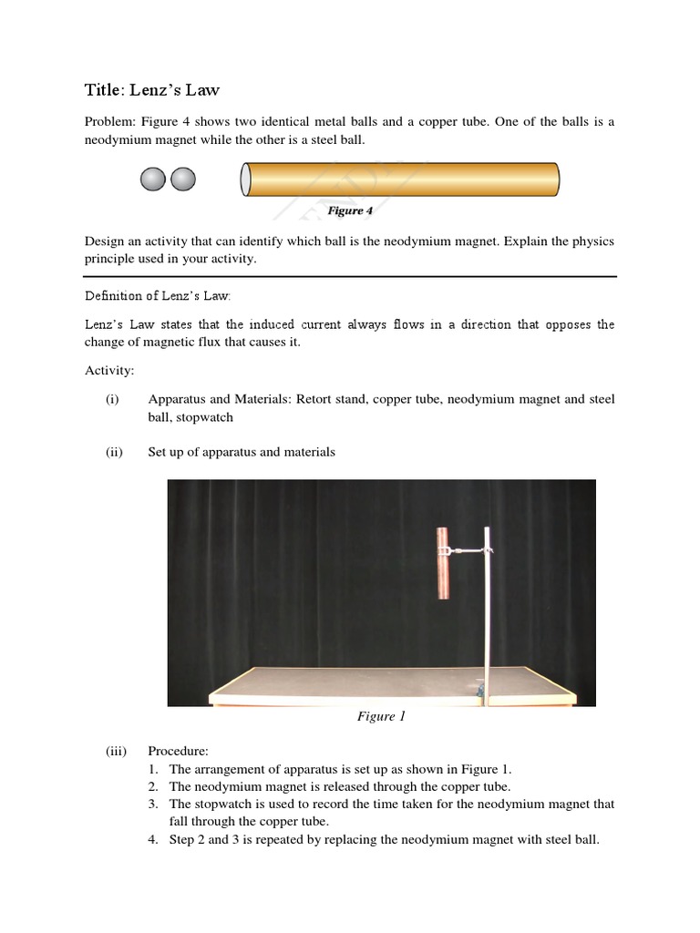 Using Lenz S Law To Identify A Neodymium Magnet An Activity