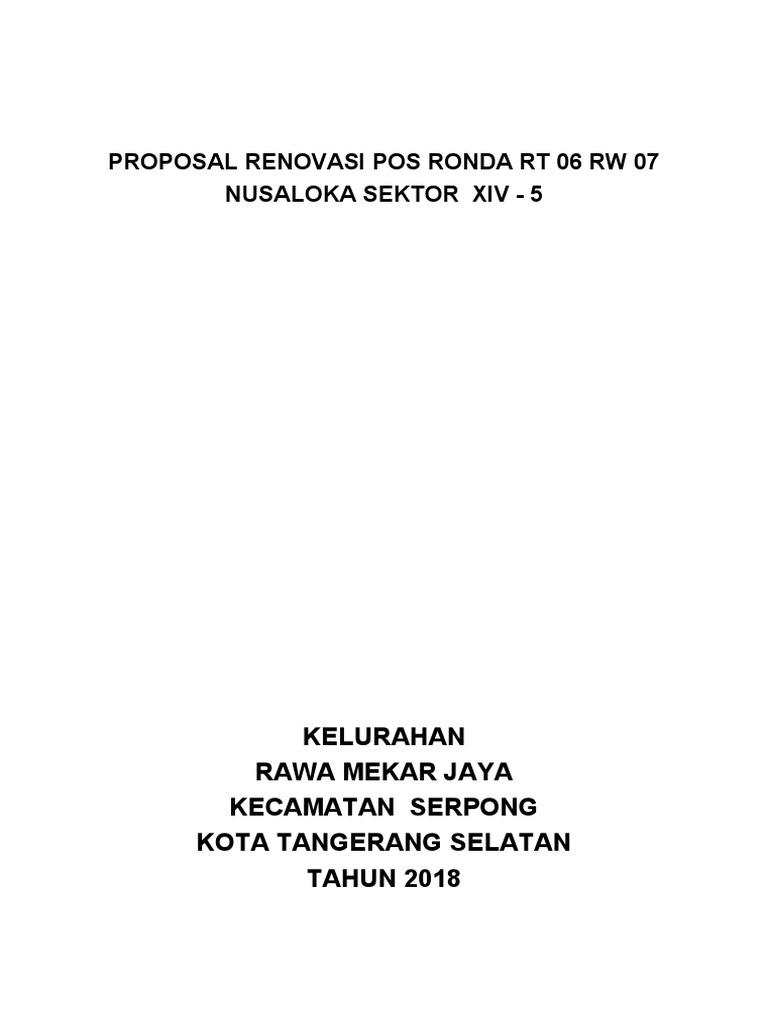2018 Proposal Renovasi Pos Ronda RT 6 RW 7 | PDF
