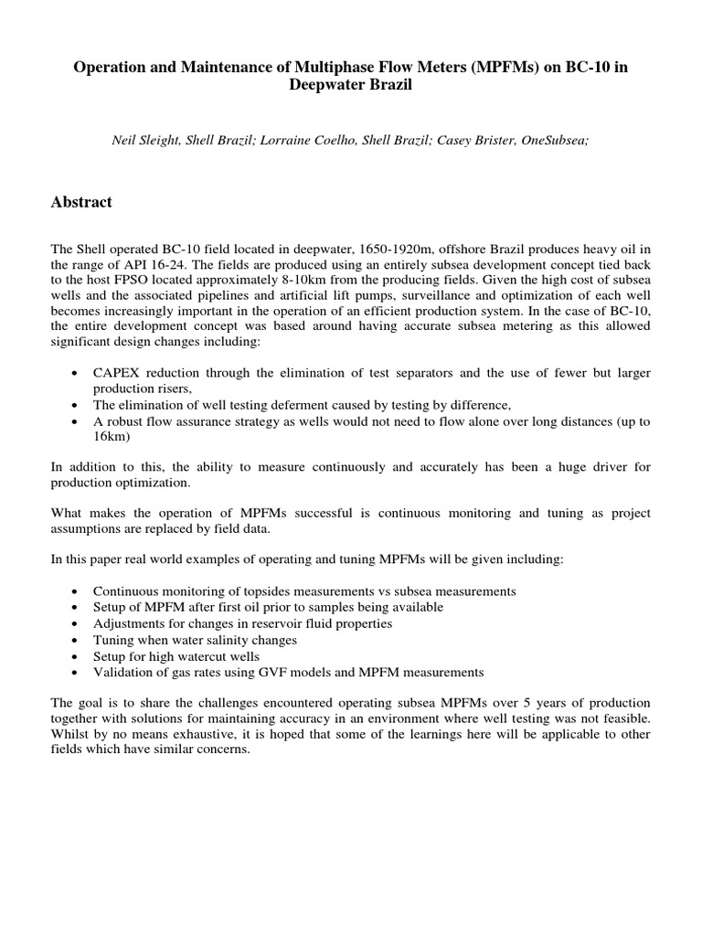 12 Operation and Maintenance of Multiphase Shell OneSubsea | PDF ...