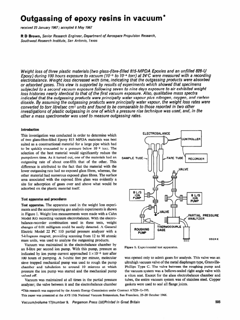 Epoxy Outgassing in Vacuum Conditions | PDF | Vacuum | Physical Sciences