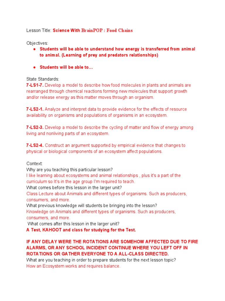 Lesson Title Science With Brainpop 1 | PDF | Teaching | Cognition