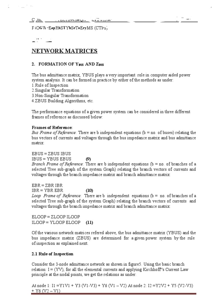 Bus Admittance and Impedance Matrices | PDF | Matrix (Mathematics ...