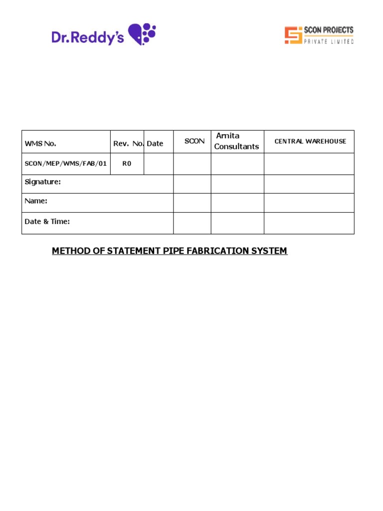 Piping Fabrication Method Statement | PDF | Pipe (Fluid Conveyance ...