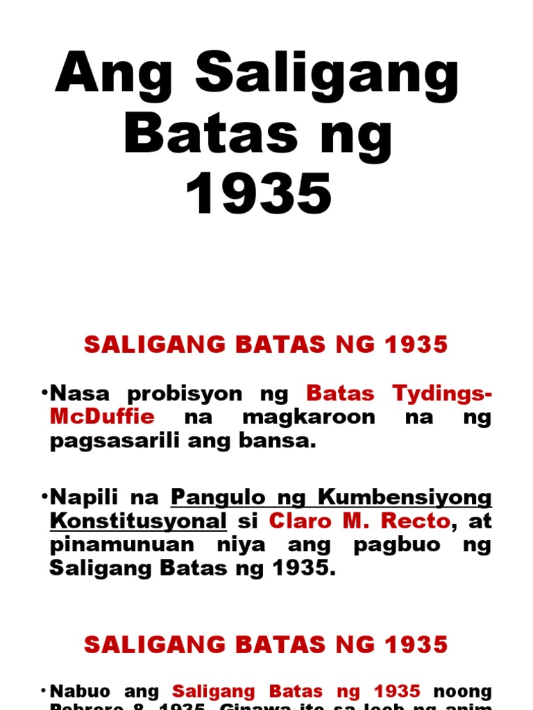 Ang Saligang Batas NG 1935 | PDF