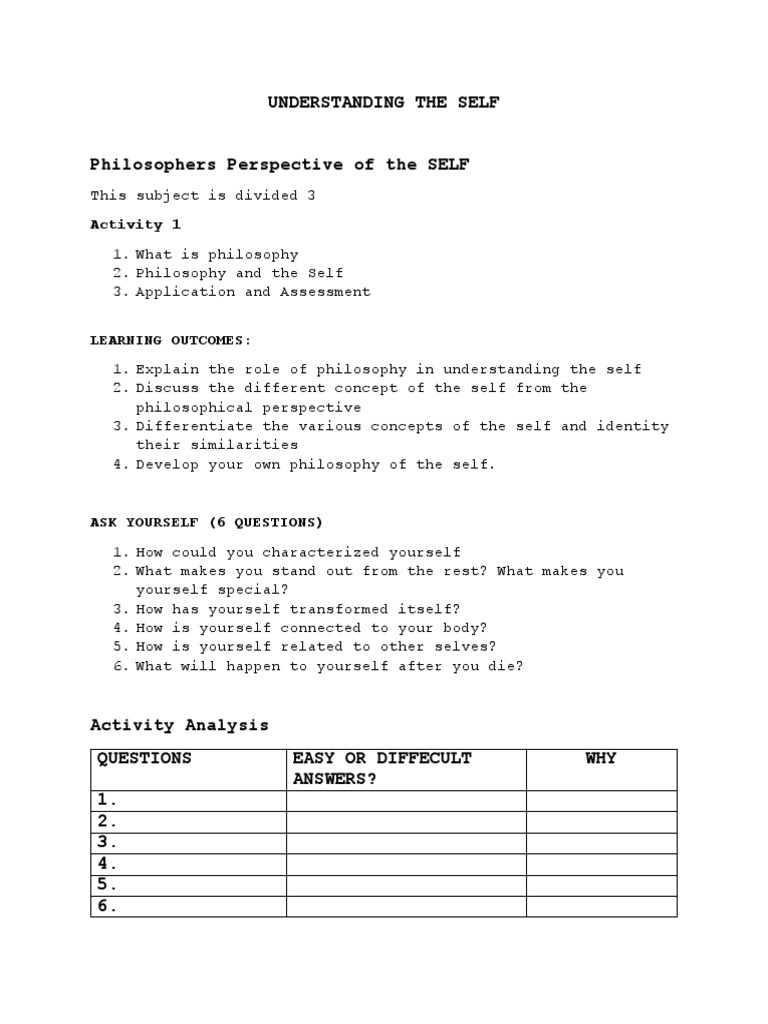 Understanding The Self | PDF