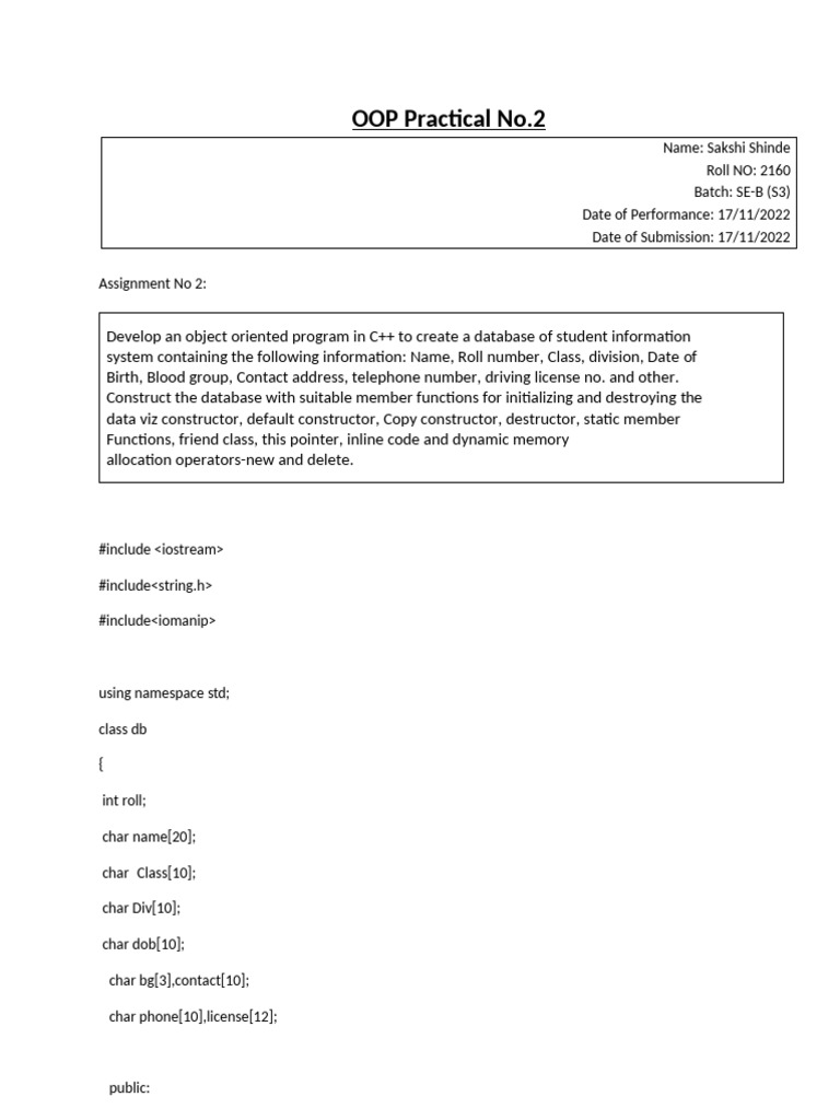 OOP Practica | PDF | Programming | Constructor (Object Oriented ... OOP Practica | PDF | Programming | Constructor (Object Oriented ...