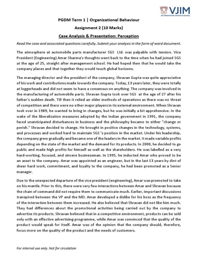 SGS Ltd. Case Study: Perception Analysis | PDF | Business | Communication