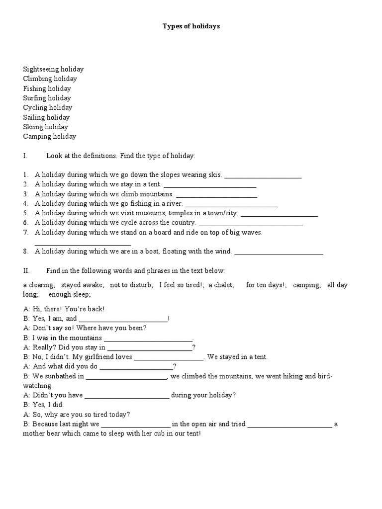 Exploring the Variety of Holiday Types | PDF