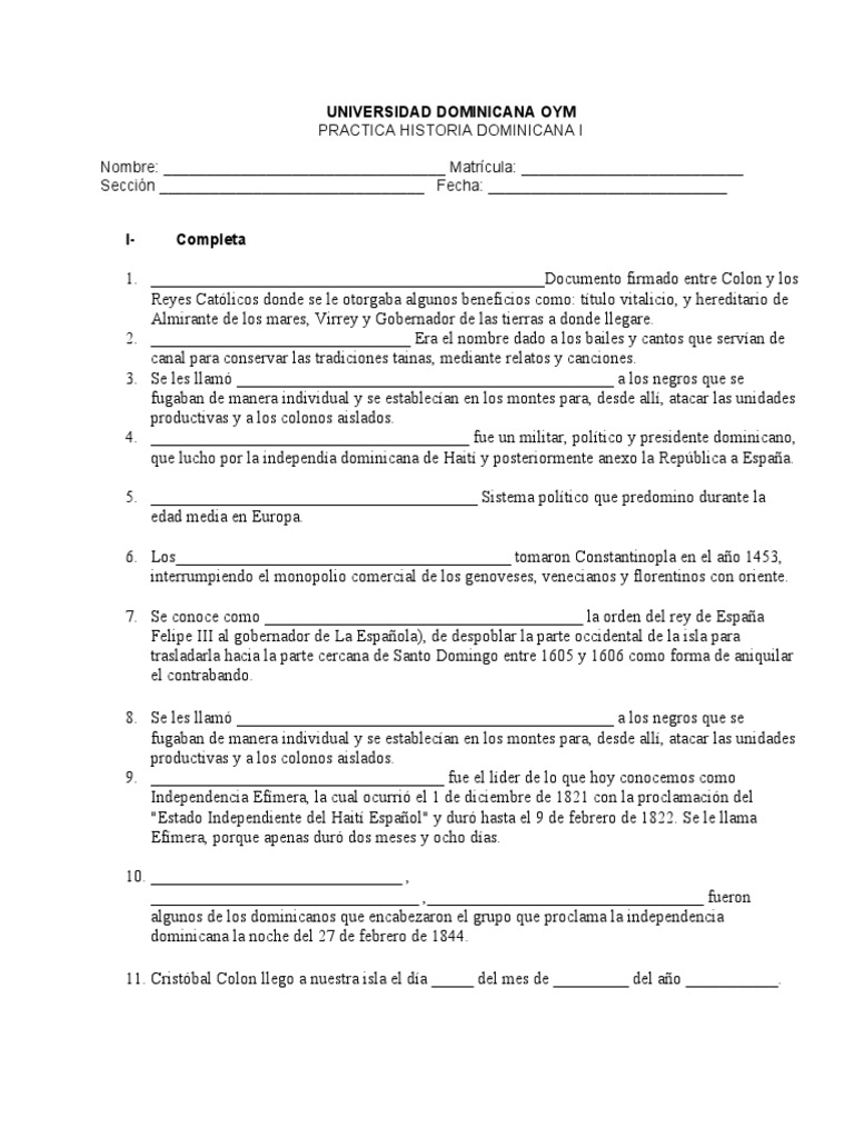 Practica Final de Historia Dominicana | PDF | República Dominicana | Haití