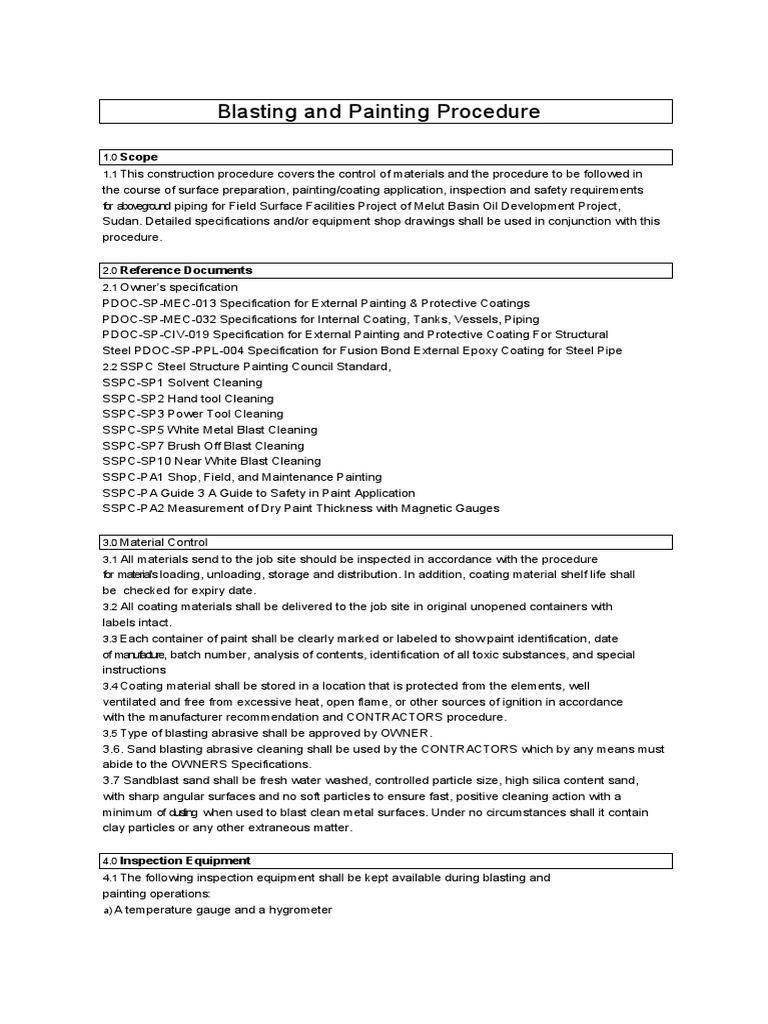 Blasting and Painting Procedure 1 | PDF | Paint | Abrasive