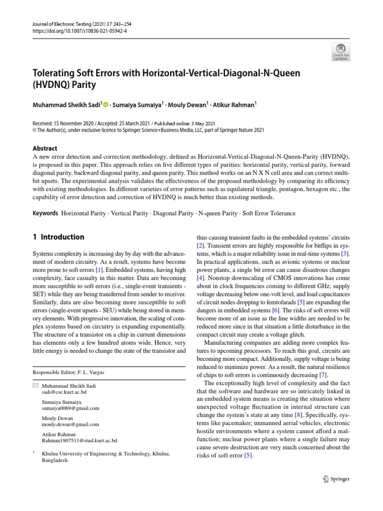 Tolerating Soft Errors With Horizontal Pdf Error Detection And Correction Computer Science
