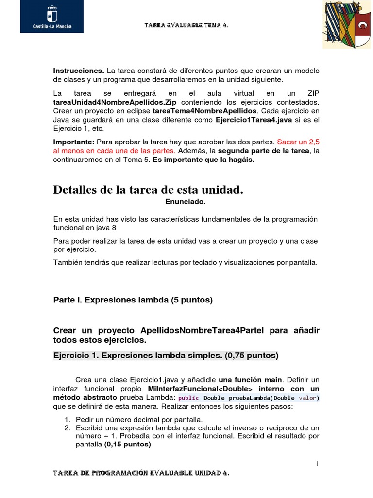 Unidad 4. Tarea Evaluable | PDF | Función anónima | Java (lenguaje de programación)
