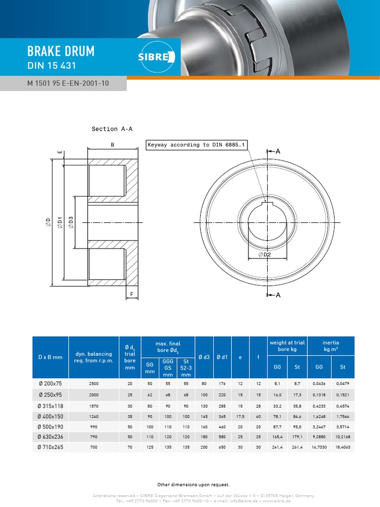 Sibre Data Sheet Brake - Drums Din 15431 150195e | PDF