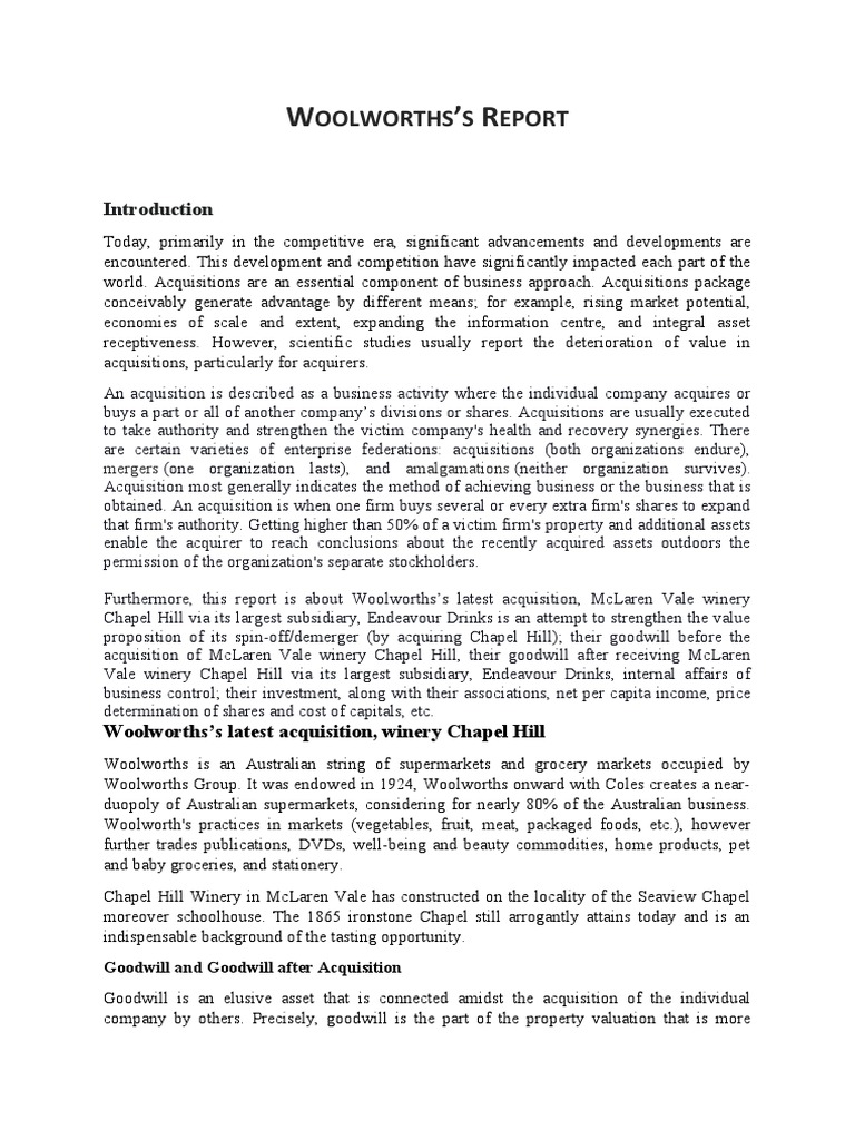 Woolworths Report 2021.edited | PDF | Dividend | Goodwill (Accounting)