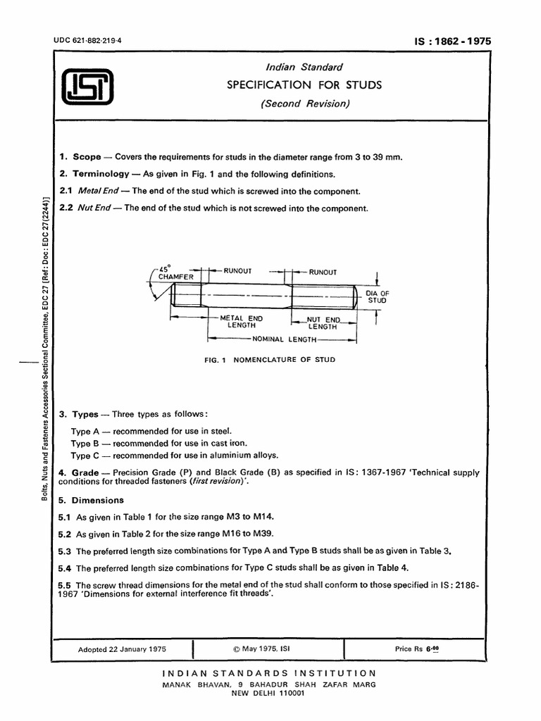 Is 1862-1975 - 5161 | PDF