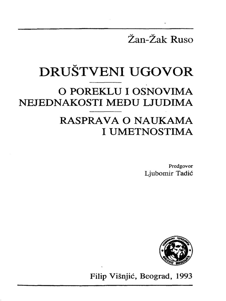Žan Žak Ruso Društveni Ugovor OCR Sredjeno, Jednotrano | PDF