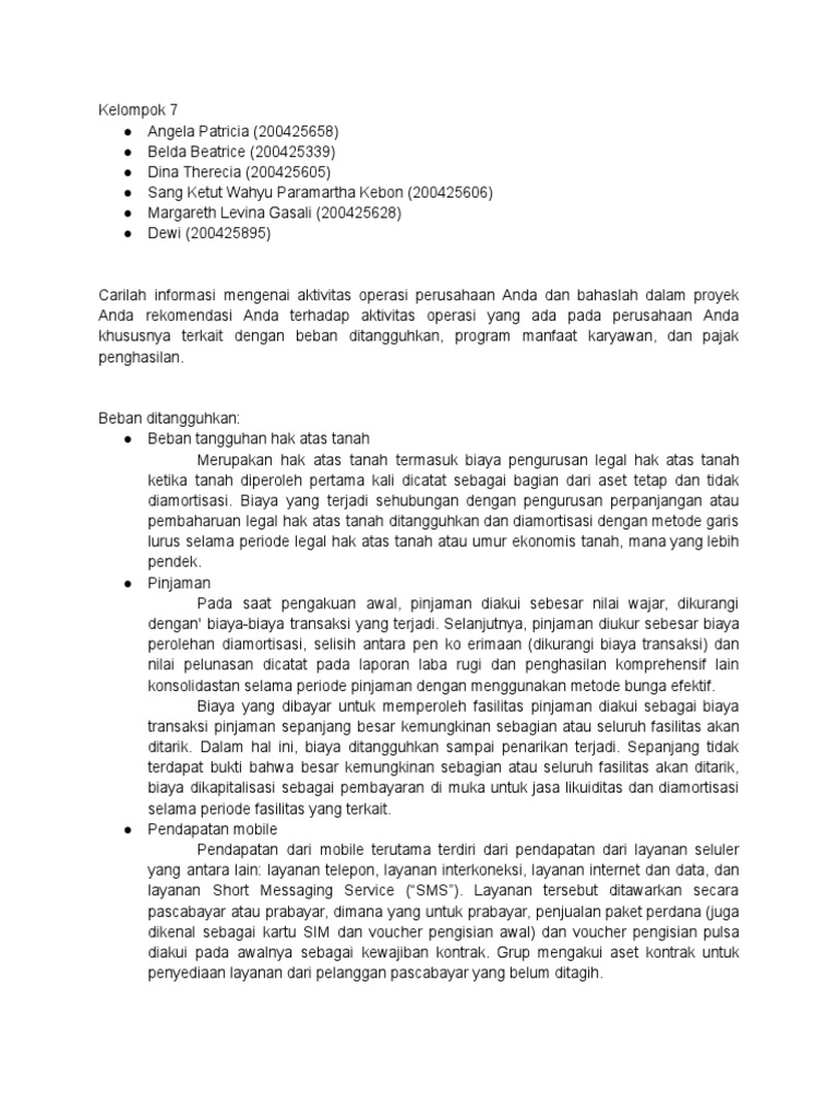 Proyek 6 - Analisis Aktivitas Operasi - Kelompok 7 | PDF
