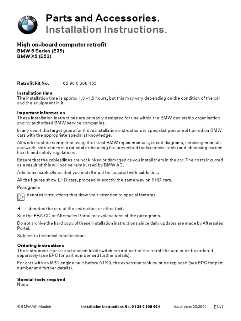 BMW E39 E53 Low-to-High OBC Retrofit Kit PN 65900308455 | PDF | Electrical Connector ...