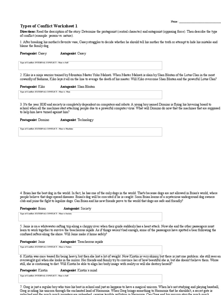 Types of Conflict Exercise | PDF