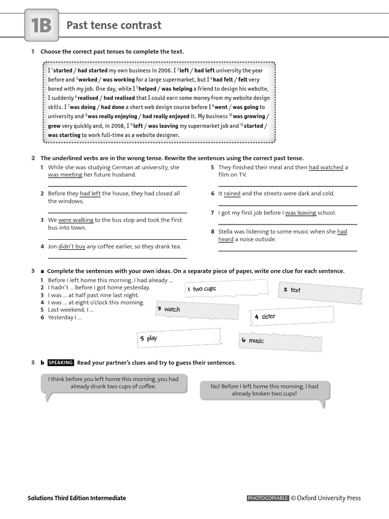 1B Past Tense Contrast 1-1 | PDF