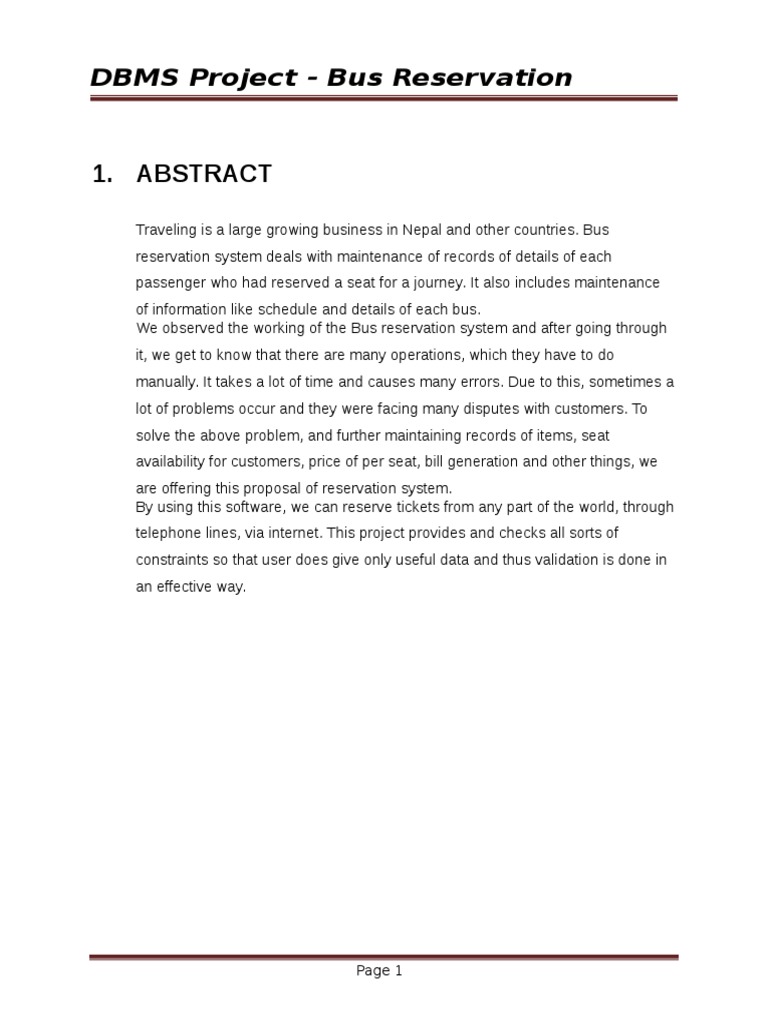 Dbms Project On Bus Reservation System Last Reportdocx | PDF | Databases | Information Retrieval