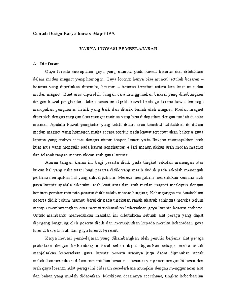Contoh Design Karya Inovasi Mapel IPA | PDF | Teknologi & Rekayasa