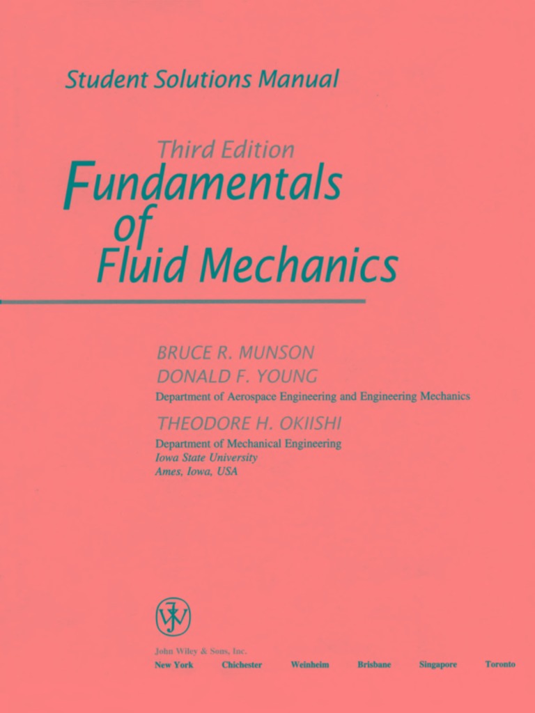 Fundamentals of Fluid Mechanics, Student Solution Manual - Munson | PDF