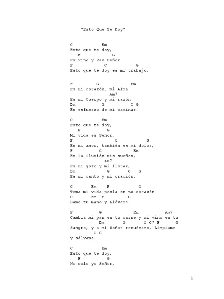 Letras y acordes de "Esto Que Te Doy" | PDF