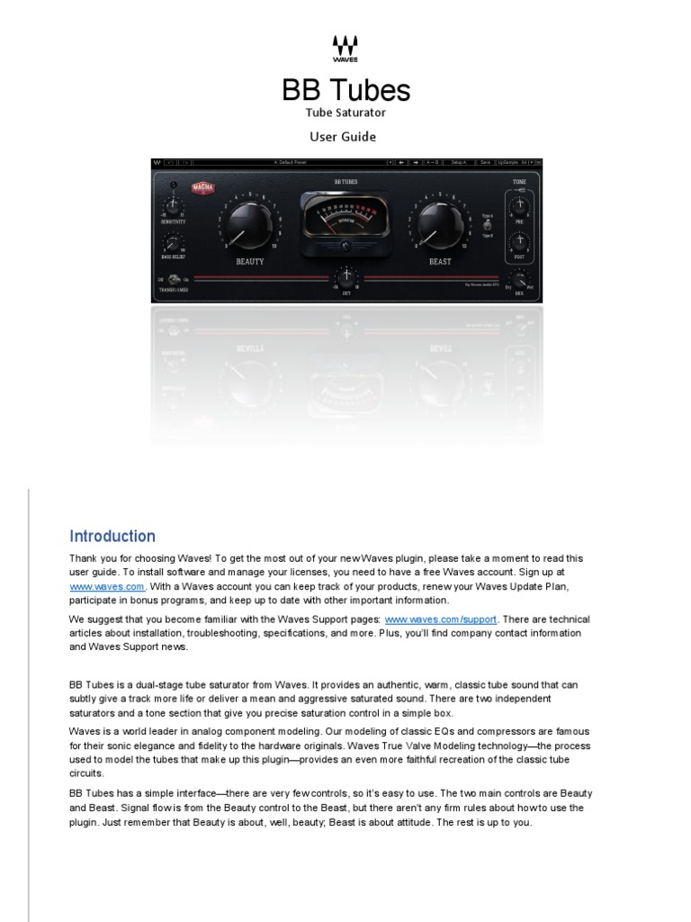 An Introduction to BB Tubes: A Guide to Waves' Dual-Stage Tube Saturator Plugin | PDF