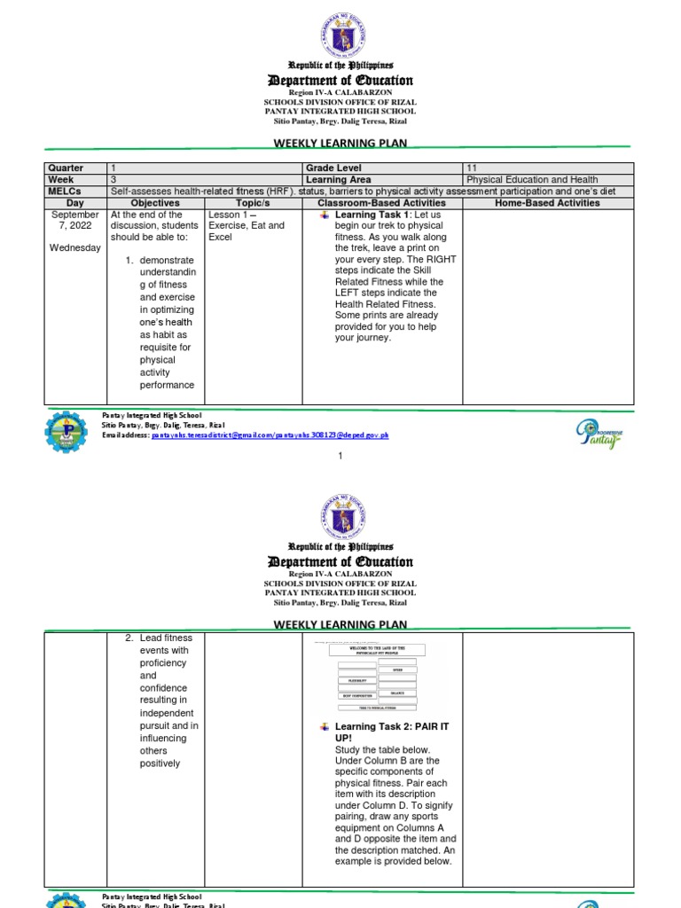 Pe Wlp Week3 Pdf Learning Cognition