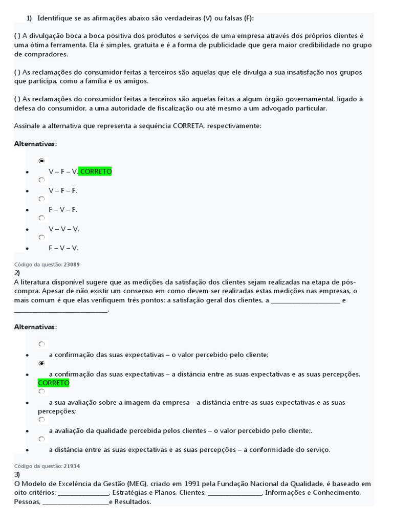 Provas de Engenharia Da Qualidade | PDF
