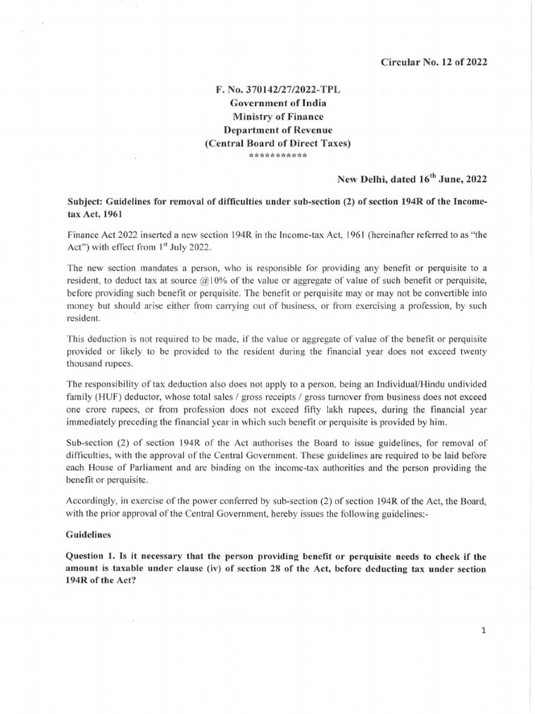 Circular No 12 2022 | PDF | Expense | Employee Benefits