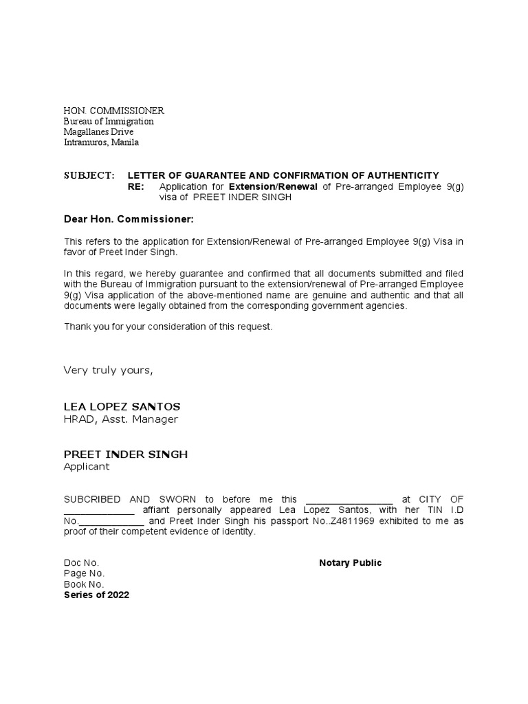 Letter of Guarantee | PDF