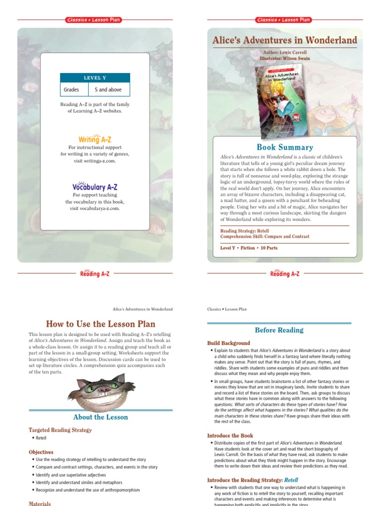 Alices Adventures LP | PDF | Reading Comprehension | Alice's Adventures ...
