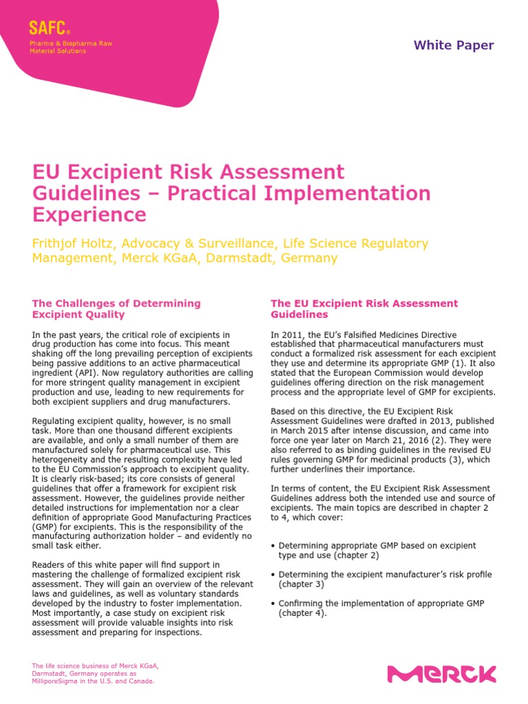 Excipient Risk Assessment | PDF | Pharmacy | Pharmacology
