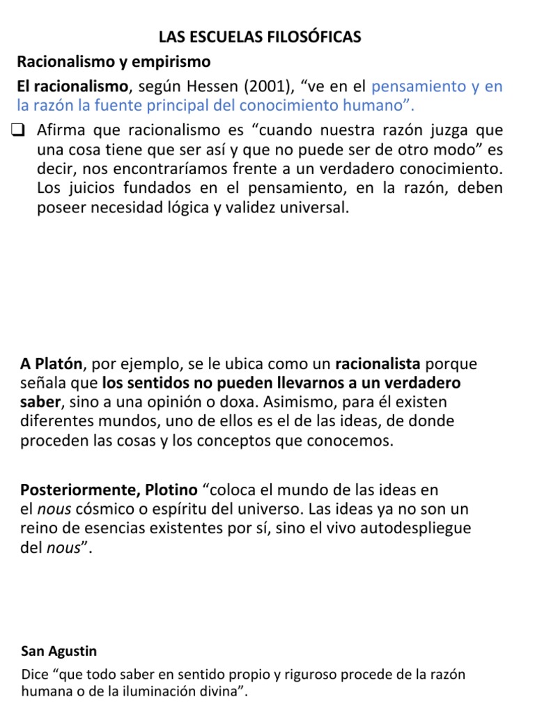 Escuelas Filosoficas | PDF | Conocimiento | Realismo filosófico