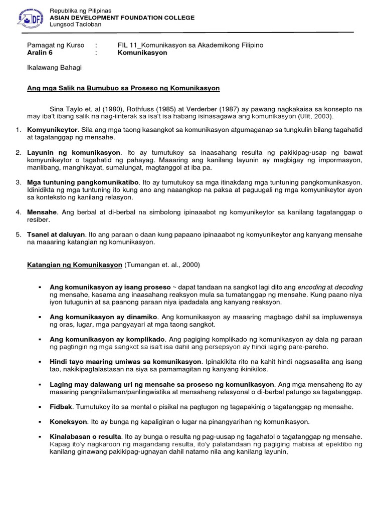 Fil 11 - Aralin 6 | PDF