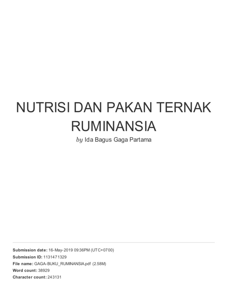 Nutrisi Dan Pakan Ternak Ruminansia: by Ida Bagus Gaga Partama | PDF ...