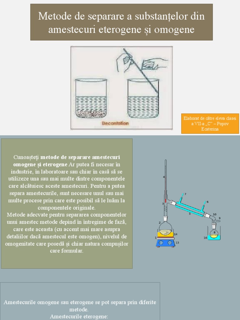 Metode de Separare A Substanțelor Din Amestecuri Eterogene Și Omogene ...