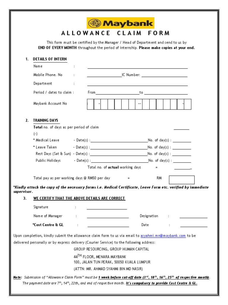 Internship Allowance Claim Form - Latest - 2 | PDF | Service Industries
