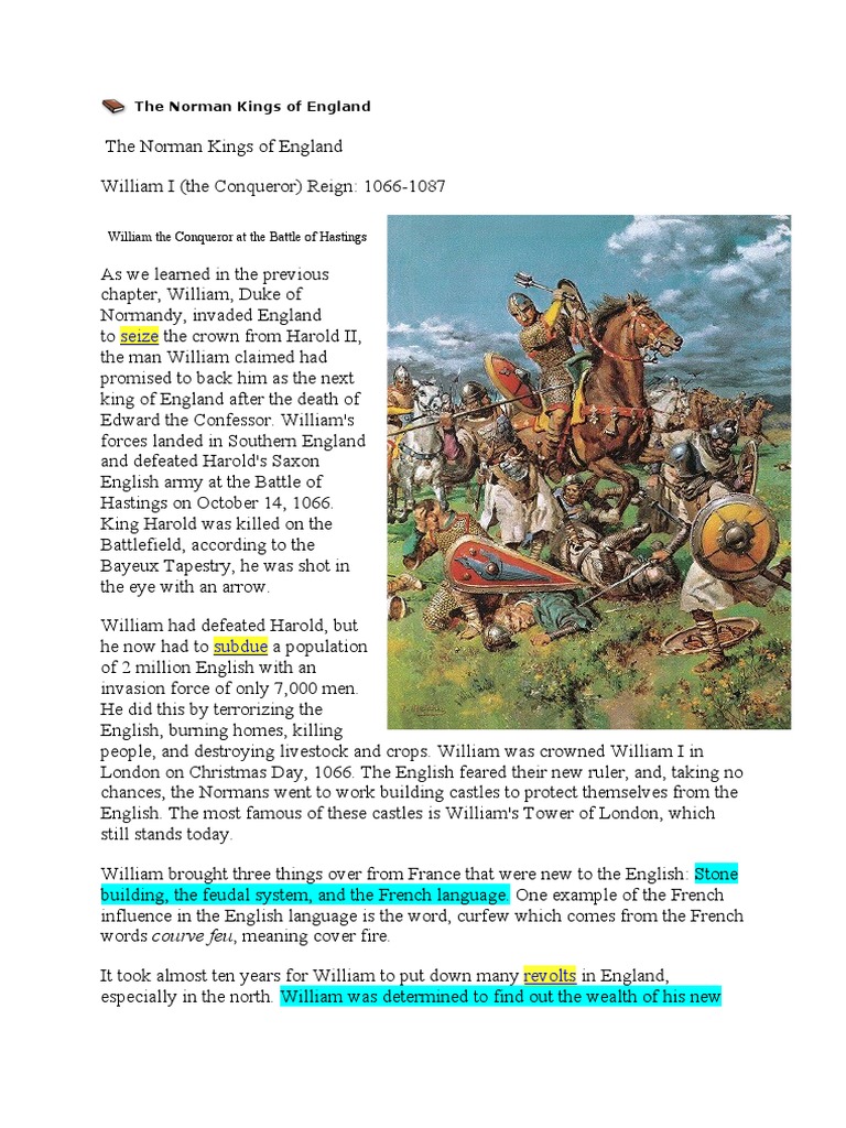 The Norman Kings of England Overview | PDF | William The Conqueror ...